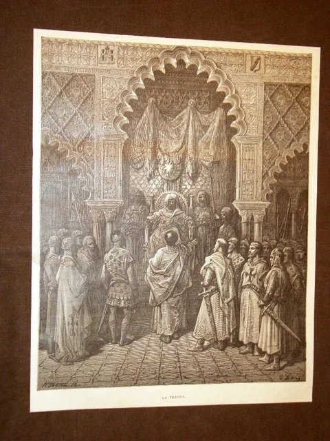 INCISIONE DI GUSTAVE Dorè del 1884 La tregua nelle crociate Crociata ...