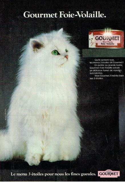 PUBLICITÉ ADVERTISING1020 1986 aliment patée chat Gourmet menu 3 ...