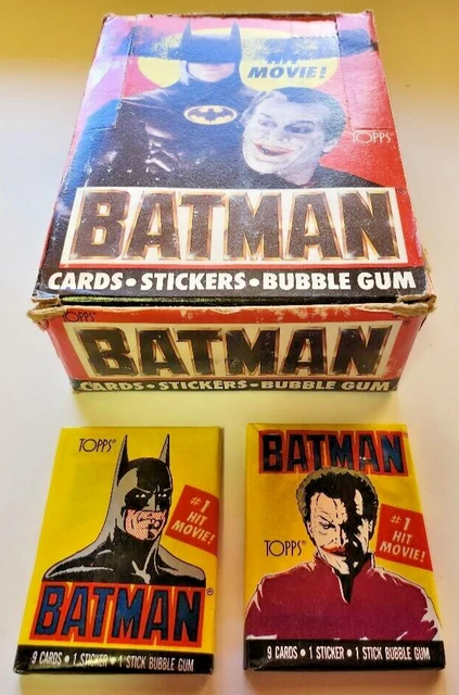 TOPPS 1989 BATMAN x2 sealed wax packs of bubble gum trading cards & box ...