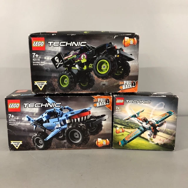 LEGO TECHNIC SETS x3 Grave Digger 42118 Megalodon 42134 Race Plane ...