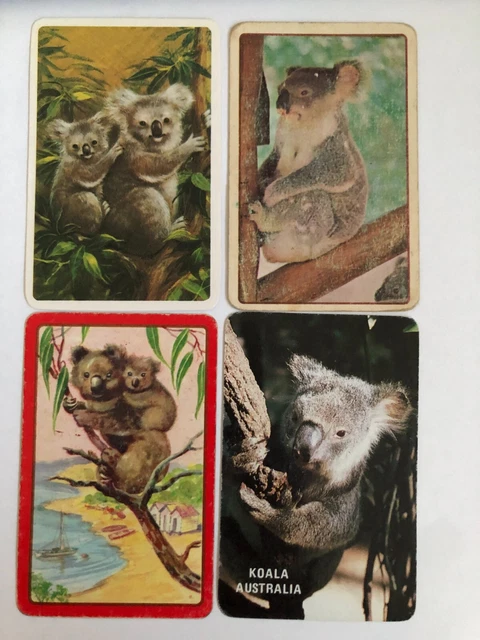 AUSTRALIA NATIVE ANIMAL Koala Baby Joey Scene Vintage Art Swap Playing ...