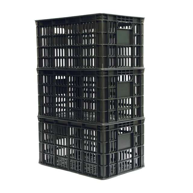 3-PACK PLASTIC MILK Crate Heavy Duty Stackable Dairy Storage 29qt 18.5 ...