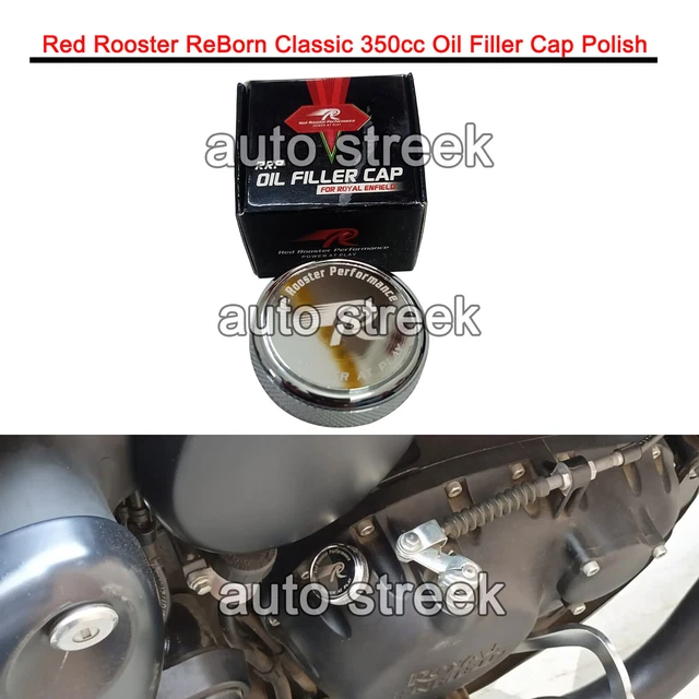 GENUINE ROYAL ENFIELD Classic Reborn 350 "RED ROOSTER OIL FILLER CAP ...