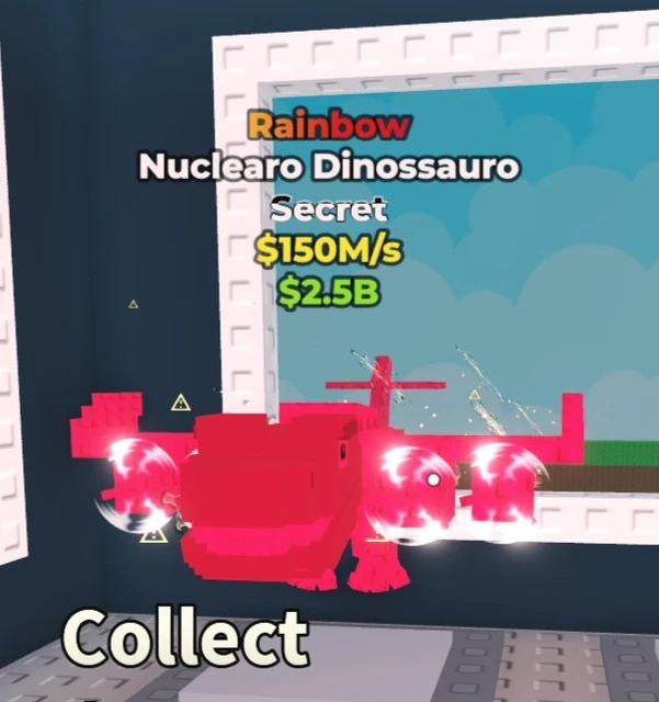 RAINBOW NUCLEARO DINOSSAURO 150M. Steal A Brainrot. £42.28 - PicClick UK