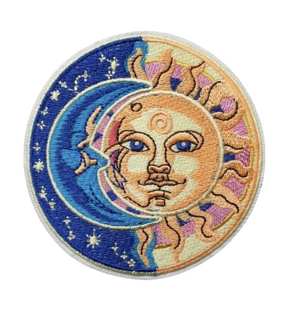 NEW SUN MOON/MOON Embroidered Thermal Adhesive Patch Patcher $12.18 ...
