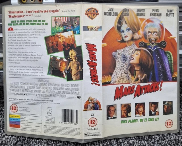 MARS ATTACKS (1997) Warner Big Box Ex Rental VHS Reversible Sleeve Cult ...
