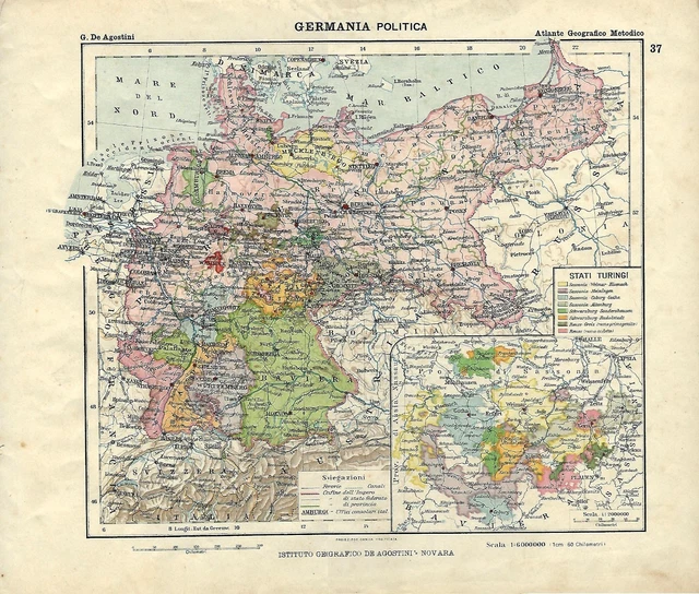 1914 OLD ANTIQUE Map GERMANY Before GREAT WAR 1914 Old Antique Map £16. ...