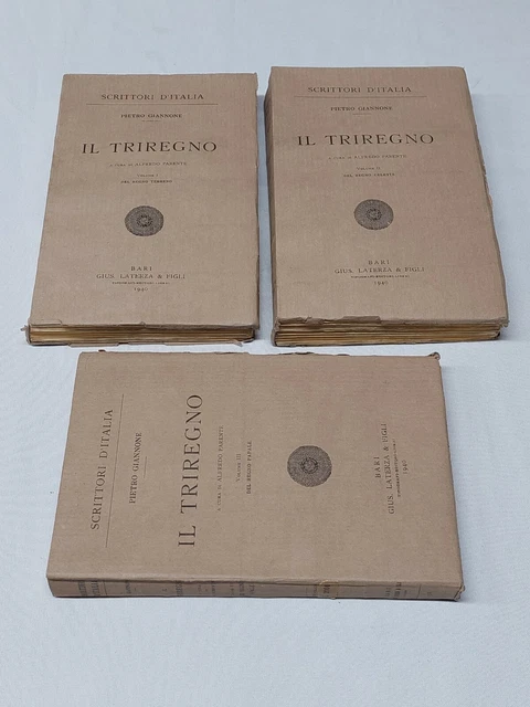 (PIETRO GIANNONE) IL triregno 1940 Laterza 3 vol. EUR 30,00 - PicClick IT