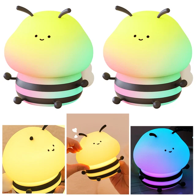 CUTE BEE LED Lamp with Timer Silicone Nursery Lamp Bedside Touch Lamp ...