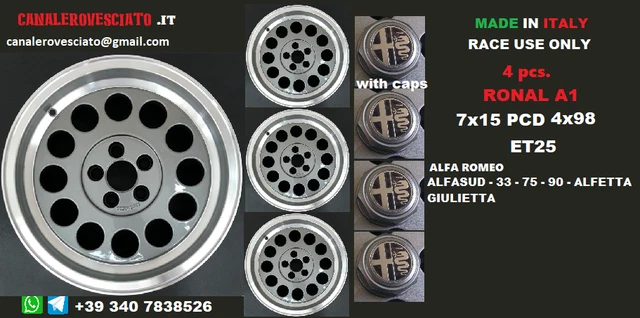 WHEELS ALLOY ALFA Romeo Ronal A1 15 inches 4x98 33 75 90 145 146 ...