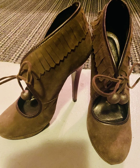 Womens Tan Carvela Suede High Heeled Platform Shoes Size 7 £35 00