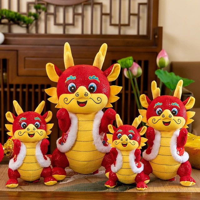 CHINESE DRAGON PLUSH Toy Tang Costume Dragon Zodiac Doll Soft Stuffed ...