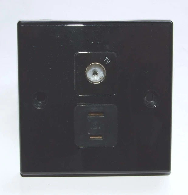 TV AERIAL & 12V Clipsal Piano Black Socket Boat Caravan Vw Camper ...