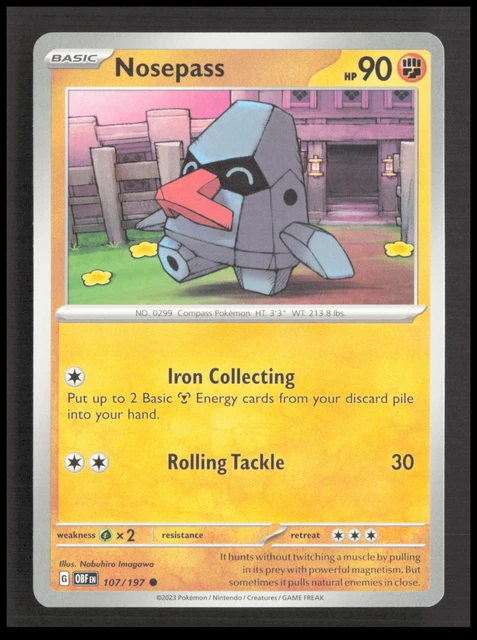 NOSEPASS 107/197 COMMON SV03: Obsidian Flames Pokemon tcg Card CB-1-2-C ...