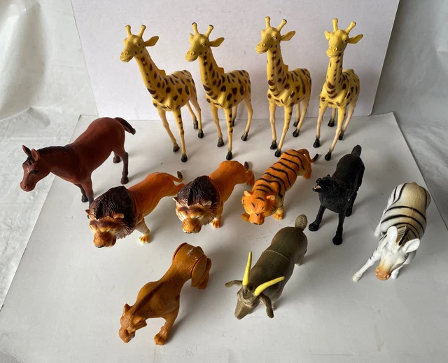 ZOO ANIMALS MODEL Figures 12pcs Small Plastic Children Preschool ...