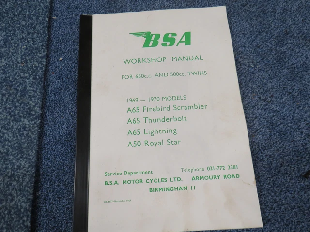 BSA A65 LIGHTNING royal star thunder bolt spitfire work shop manual £19.99 - PicClick UK