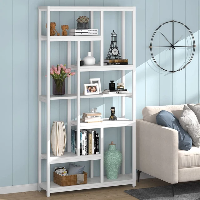 TRIBESIGNS 7TIER BOOKCASE Extra Tall Bookshelf 10 Open Display Shelves ...