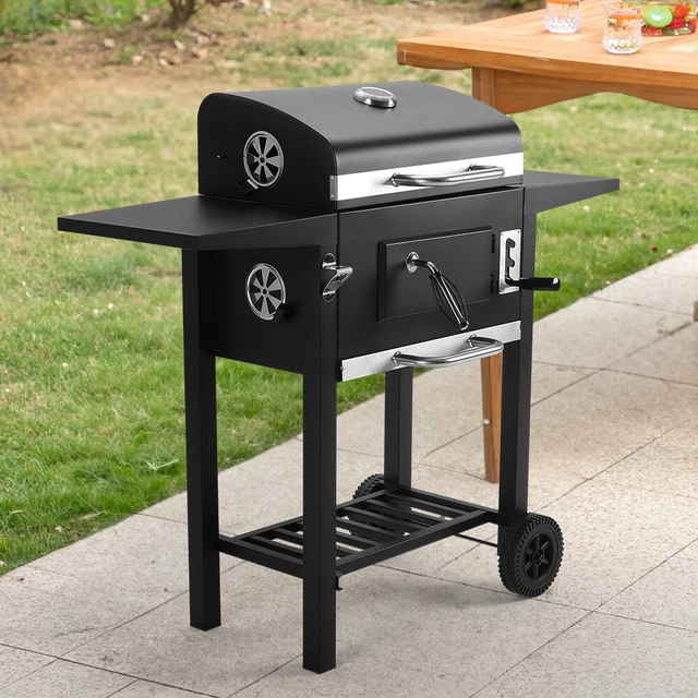 LARGE RECTANGULAR BBQ Barbecue Steel Charcoal Grill Outdoor Patio ...