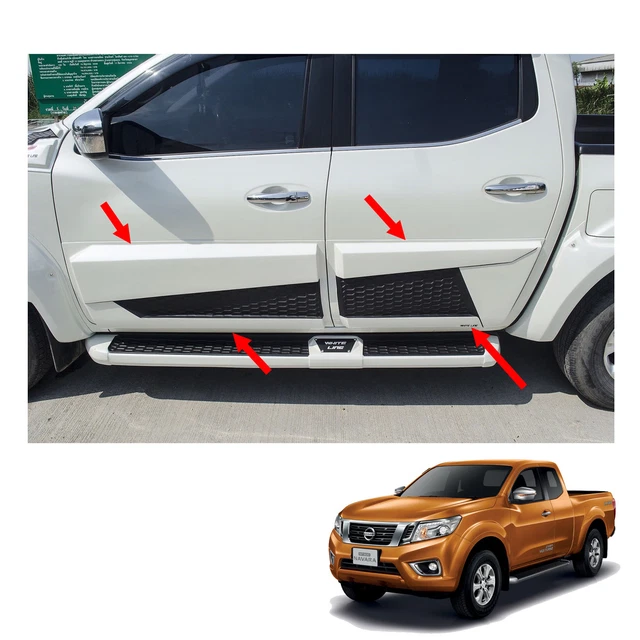 SIDE MOLDING BODY Cladding Black White 4Pc For Nissan Np300 Navara D23 ...