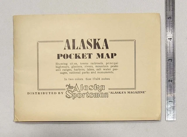 ALASKA POCKET MAP 1941 Rand McNally Alaska Sportsman 2 colors 17x24 nice shape $25.12 - PicClick AU