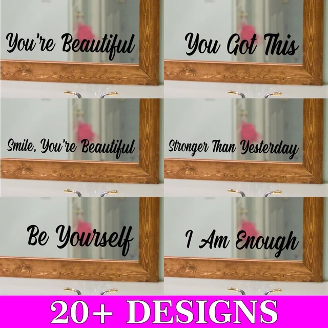 INSPIRATIONAL QUOTES STICKER decal mirror window bathroom home ...