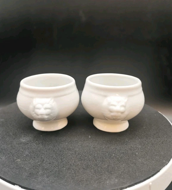 SET OF 2 Galzone Denmark White Porcelain Lions Head Small Ramekin Dip ...