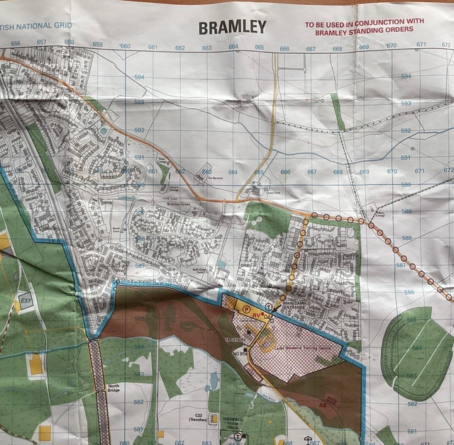 ORIGINAL BRITISH ARMY MAP: BRAMLEY TRAINING AREA, 2011 (86x49cm) £10.00 ...