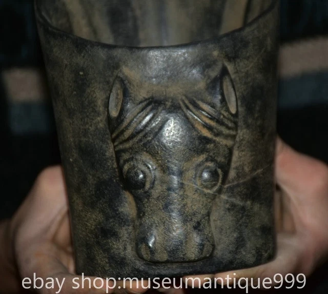 6& CHINESE HONGSHAN culture Meteorite stone Carving Horse Head Zong ...