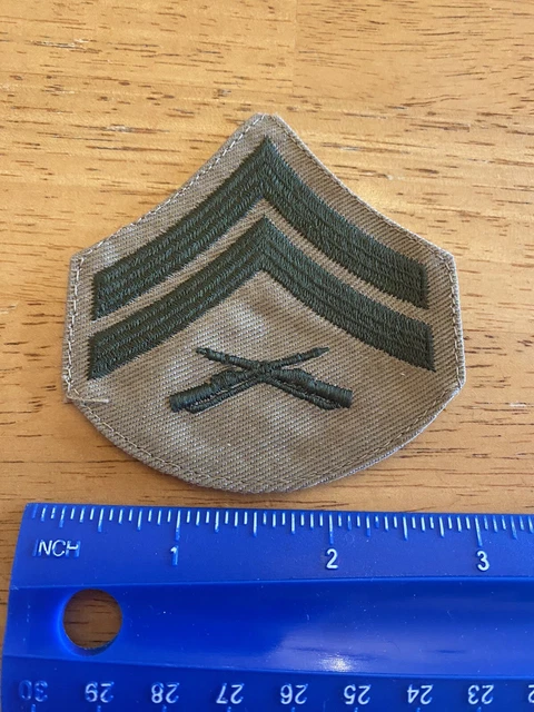 USMC TAN GREEN Corporal Enlisted Rank Patch US Marine Corps INV6122 $2. ...