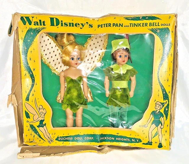 RARE WALT DISNEY'S Peter Pan & Tinker Bell Dolls, Duchess Dolls 1950s With box $25.00 - PicClick