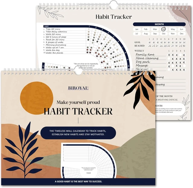 HABIT TRACKER CALENDAR 2026 (Undated 12 Month), Daily Weekly and ...