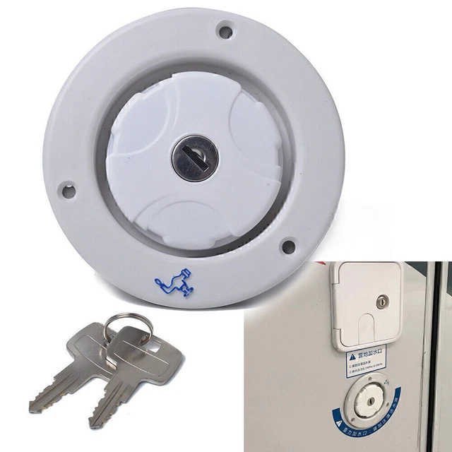 WHITE LOCKING GRAVITY Water Inlet Fill Dish Hatch Lock for RV Camper ...