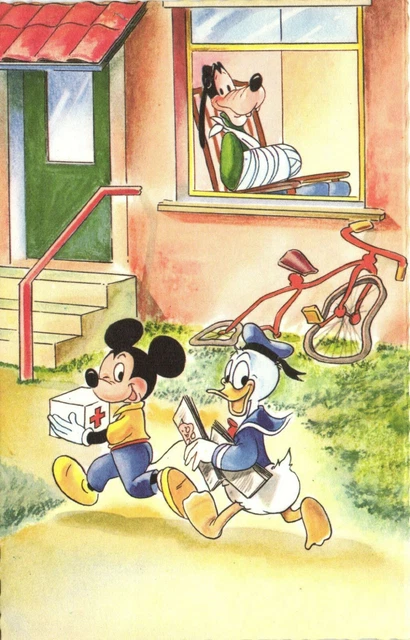 Pc Disney Mickey Mouse Donald Duck Goofy Vintage Postcard B35930 9224