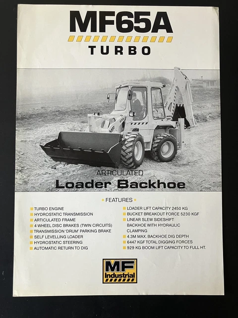 MASSEY FERGUSON 65A Turbo Articulated Loader Backhoe Tractor Brochure Leaflet £8.56 - PicClick UK