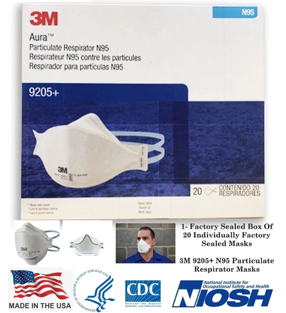 3M AURA 9205+ N95 NIOSH Approved Particulate Respirator Masks Exp. 2025 ...