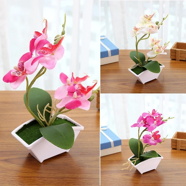 ARTIFICIEL PAPILLON ORCHIDÉE Bonsaï Faux Fleur Avec Pot Maison Table ...