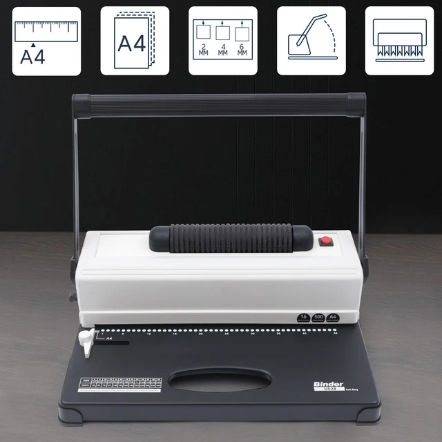 ELECTRIC HOLE PAPER Puncher Manual Coil Punch Binding Machine 250 Sheet ...