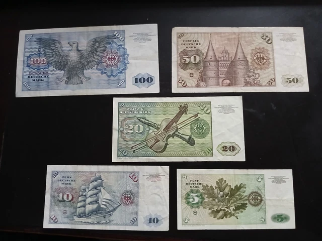 DM SATZ DEUTSCHE Mark Scheine Banknoten von 1970, 1977, 1980 - DM 5,10 ...
