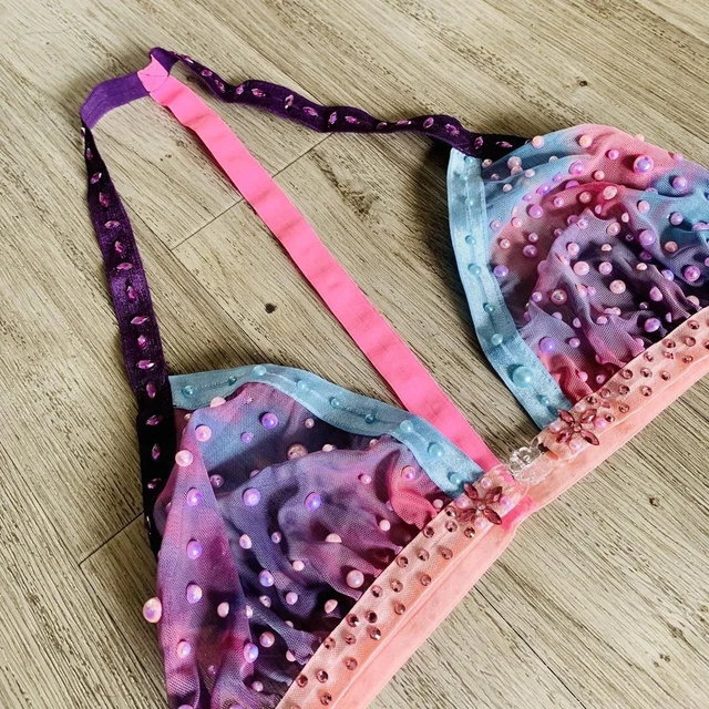 HAND RHINESTONED BURLESQUE costume bra £35.00 - PicClick UK