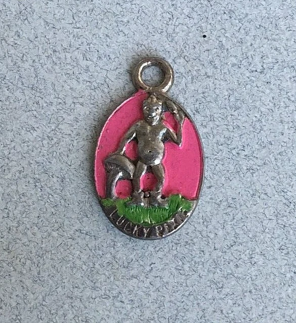 VINTAGE LUCKY PIXIE CHARM PENDANT medallion piskey toadstool mushroom ...