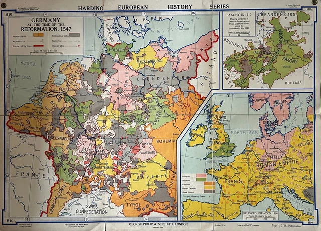 ANTIQUE MID CENTURY Vintage Wall Map School Chart Germany £9.99 ...