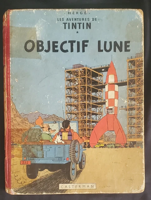TINTIN OBJECTIF LUNE EO belge 1953 Hergé Casterman Dos rouge B8 EM EUR ...