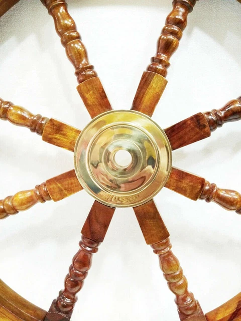 36 & MARIN Marine en Bois Volant Vaisseau Roue Laiton Ancre Pirate Mural Décor EUR 165,13 ...