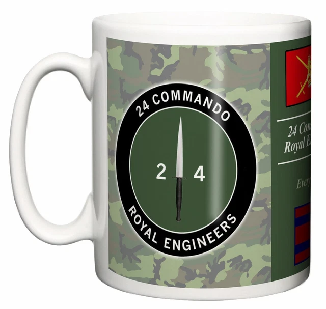 BRITISH ARMY SOLDIER 24 Commando Royal Engineers Badge Motto TRF Coffee ...