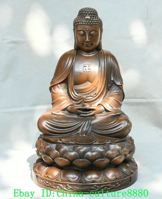 16 &BOUDDHA SHAKYAMUNI, fleur de lotus de l'ancien bronze chinois EUR 1.002,00 - PicClick FR