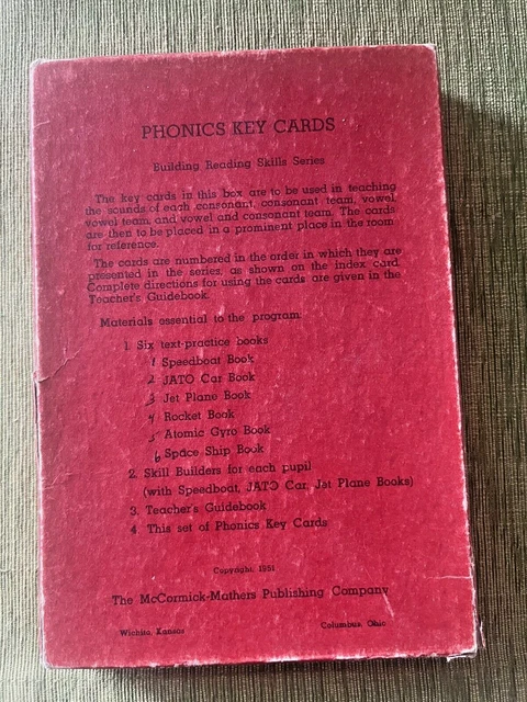 ANTIQUE PHONICS PICTURE Flash Cards 1951 McCormick Complete Set £12.81 ...