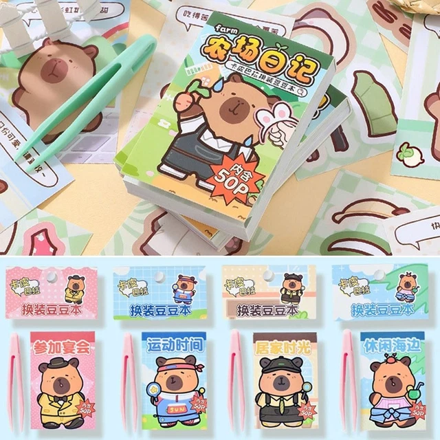 PAPPER CAPYBARA DRESS Up Sticker Book Handbook Stickers Parent-child ...