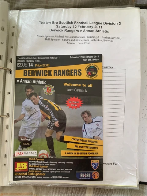 BERWICK RANGERS V Annan Athletic 2011 £2.77 - PicClick UK