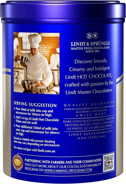 LINDT DARK CHOCOLATE Hot Chocolate Flakes 210g - Made with Real Milk ...