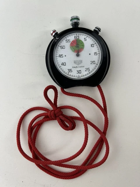VINTAGE HEUER TRACKMASTER Black Plastic Stopwatch Swiss Made READ ...